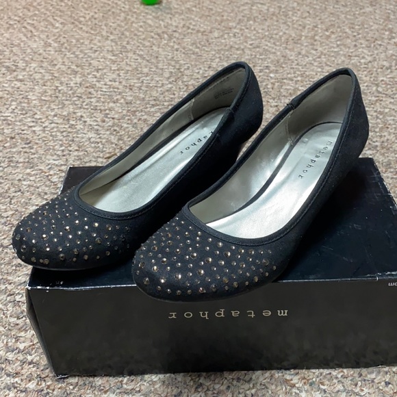 Metaphor | Shoes | Black With Rhinestones And A Small Heeled Wedge ...